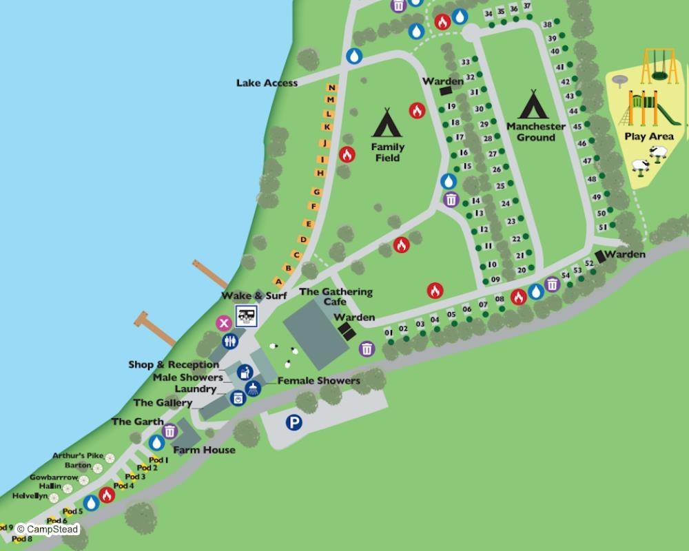 Waterside House Campsite | Site Map